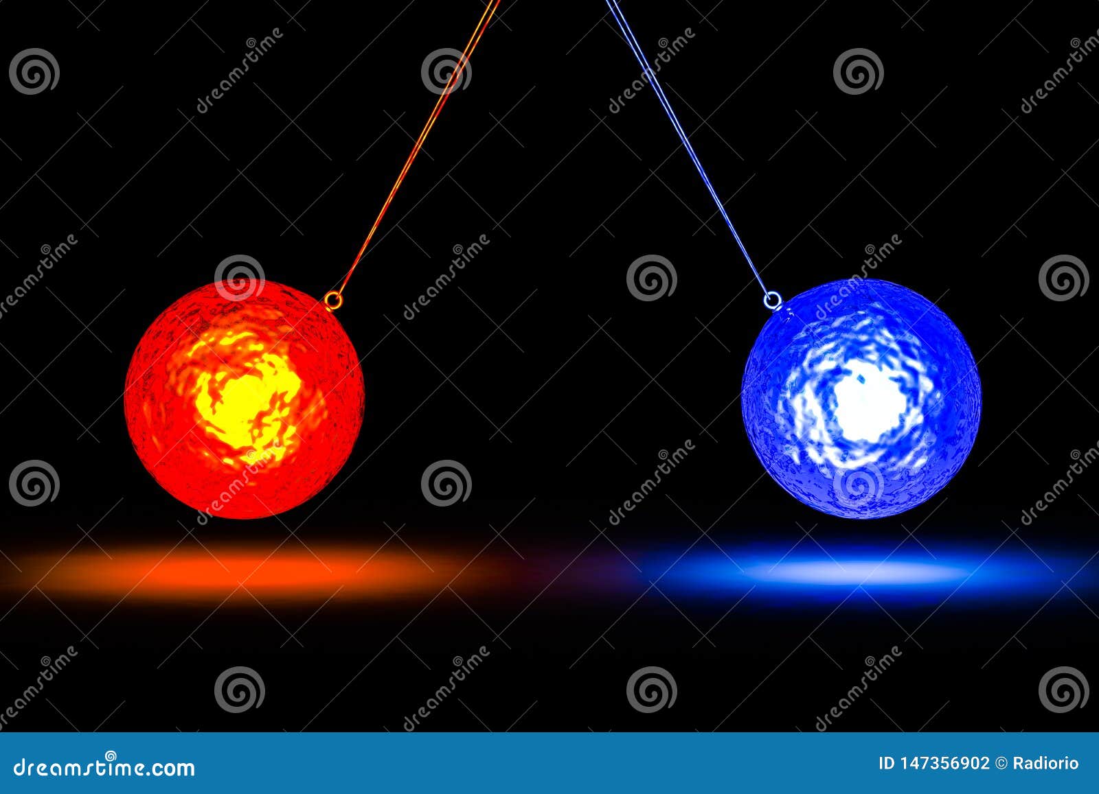 Concept Image Showing a Collision with Two Fireballs Stock Illustration ...
