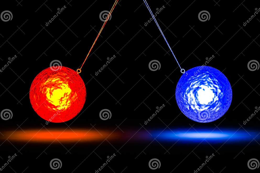 Concept Image Showing a Collision with Two Fireballs Stock Illustration ...