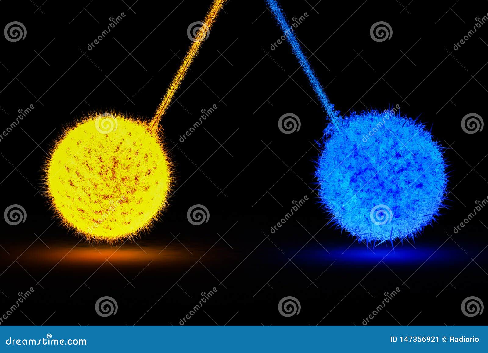 Concept Image Showing a Collision with Two Fireballs Stock Illustration ...