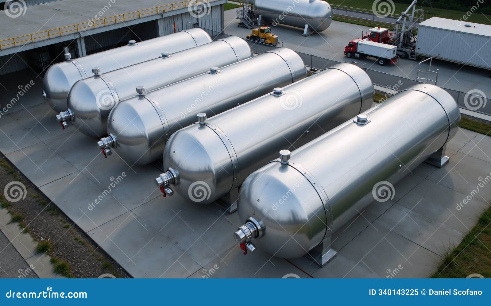 Image Shows Hydrogen Storage Tanks Located Within An Industrial ...