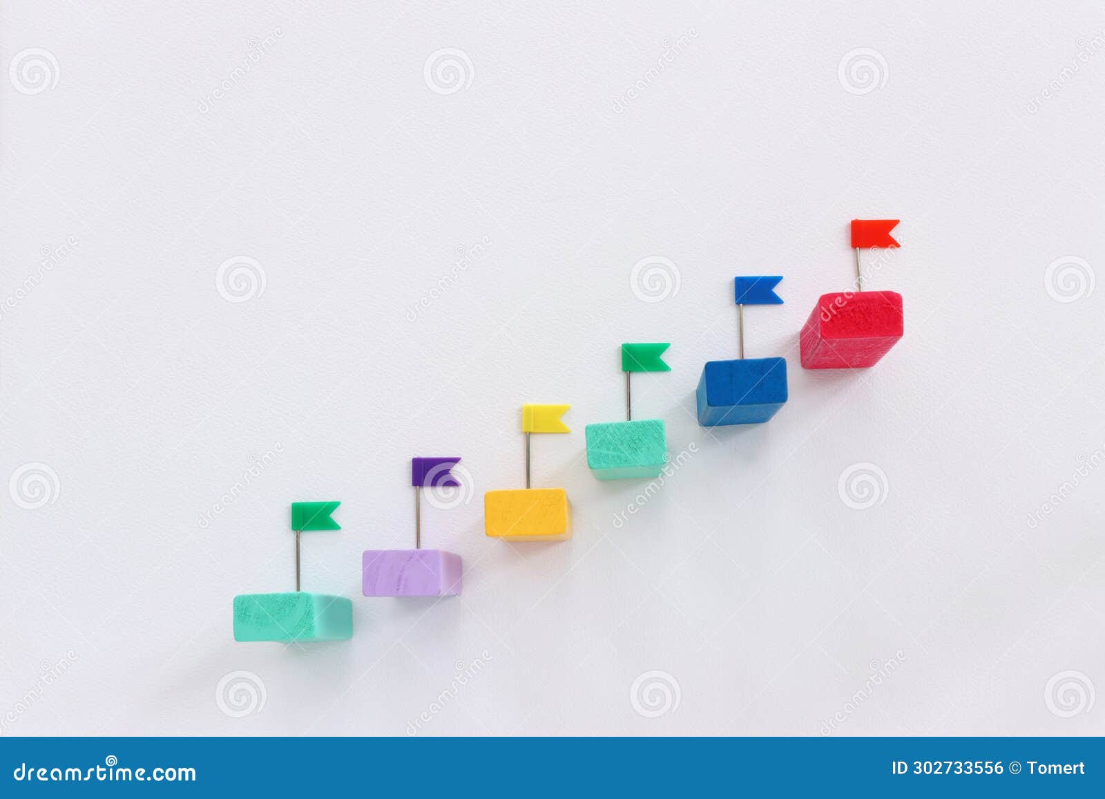 Concept Image of Stairs and Flag. Idea of Setting Goals and Targets ...