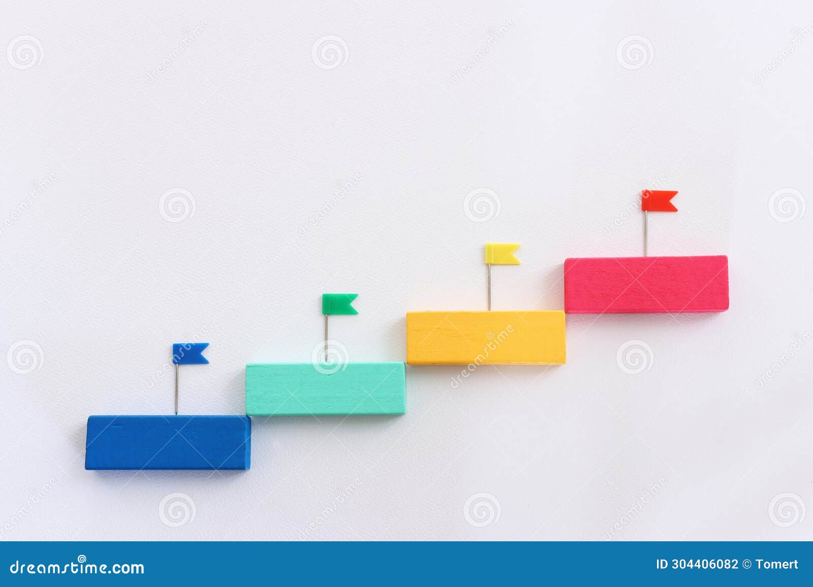 Concept Image of Stairs and Flag. Idea of Setting Goals and Targets ...