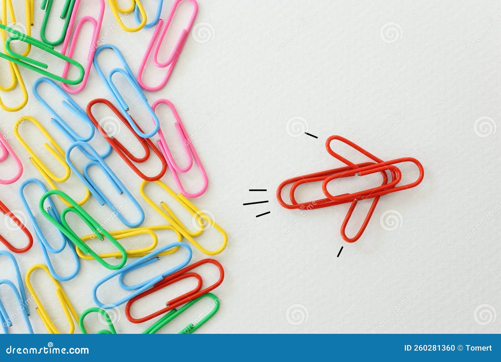Concept Image of Unique Thinking. Paper Clips in the Shape of Airplane ...