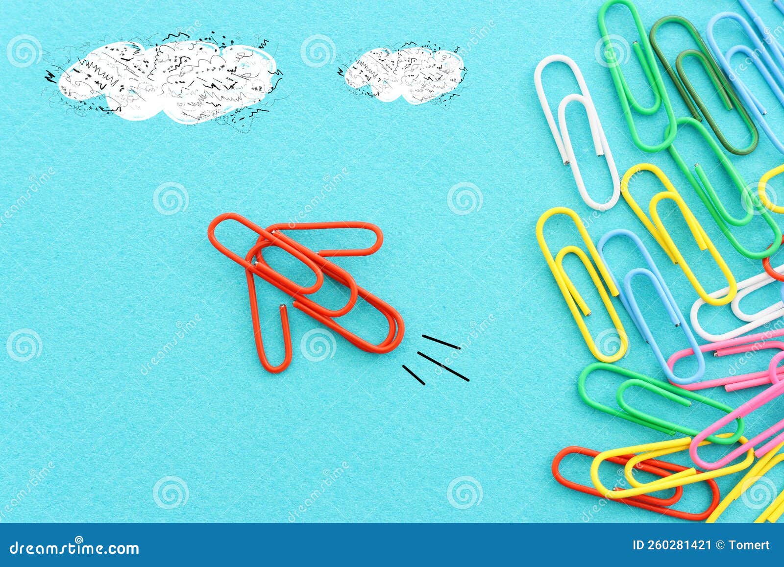 Concept Image of Unique Thinking. Paper Clips in the Shape of Airplane ...