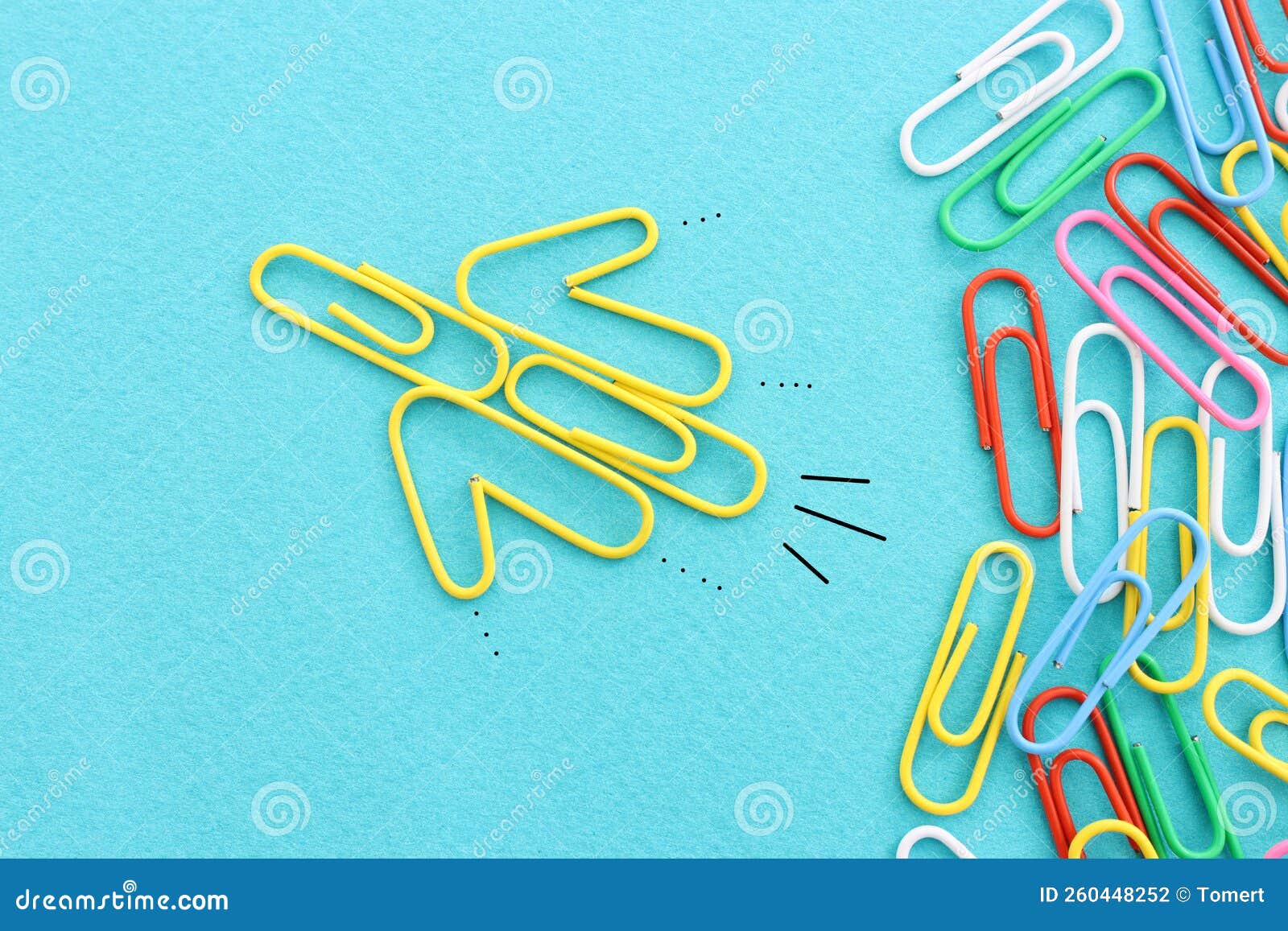 Concept Image of Unique Thinking. Paper Clips in the Shape of Airplane ...