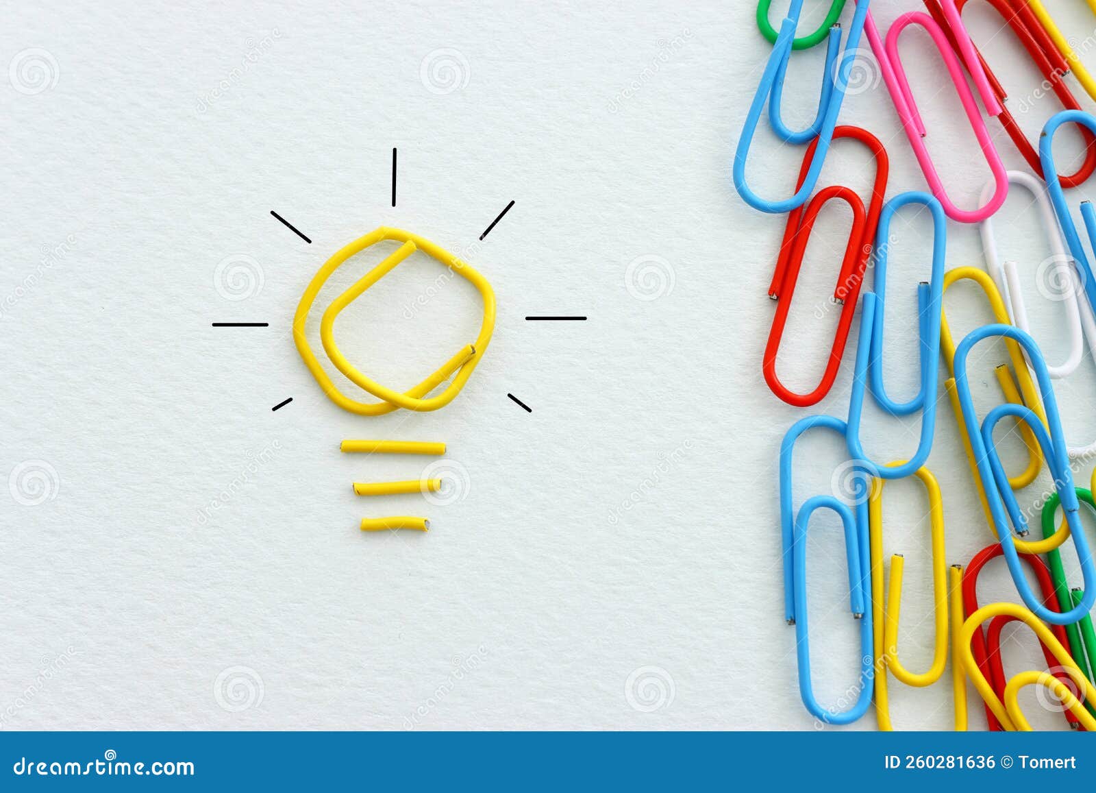 Concept Image of Unique Thinking. Paper Clips in the Shape of Light ...