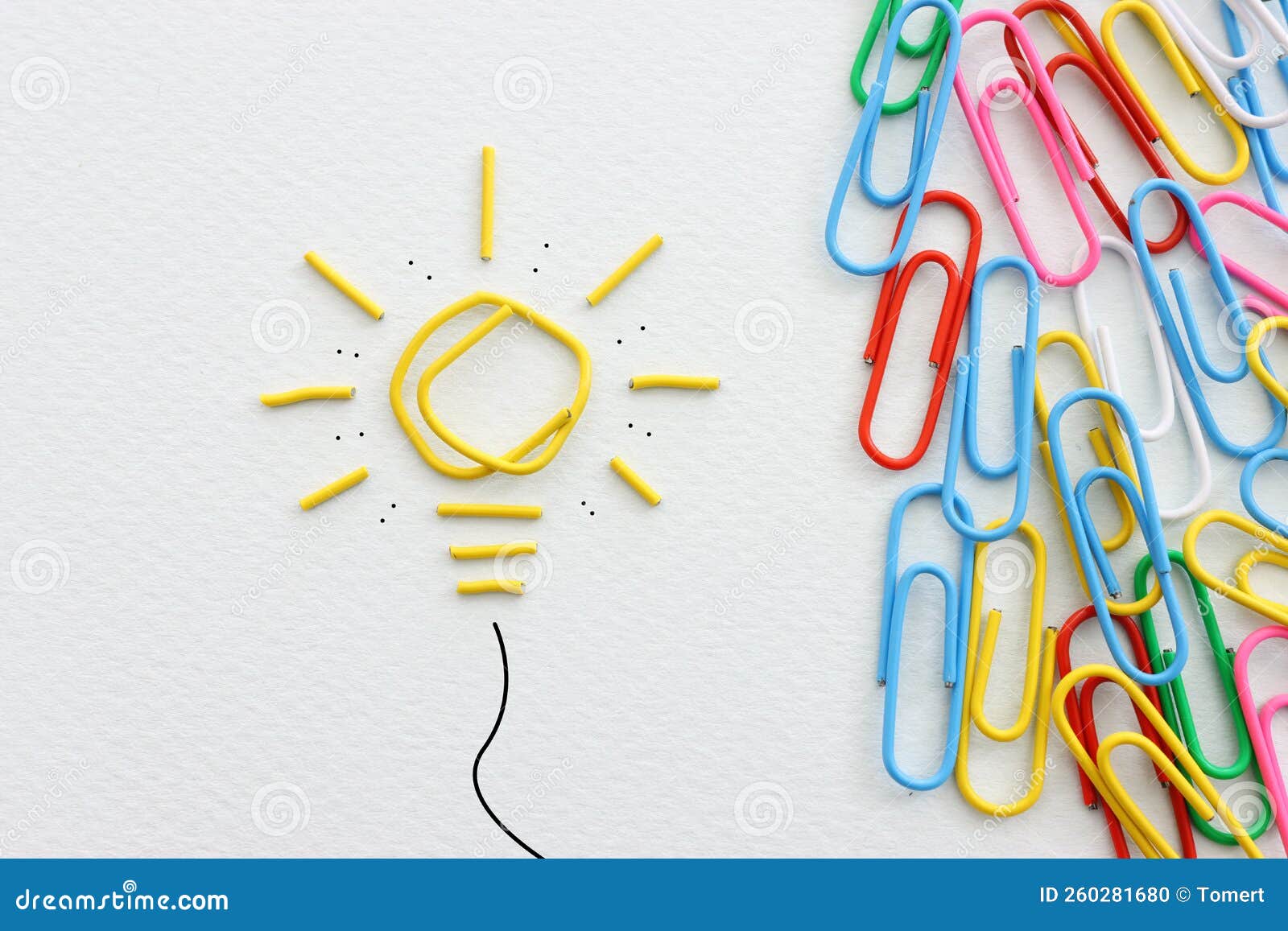Concept Image of Unique Thinking. Paper Clips in the Shape of Light ...