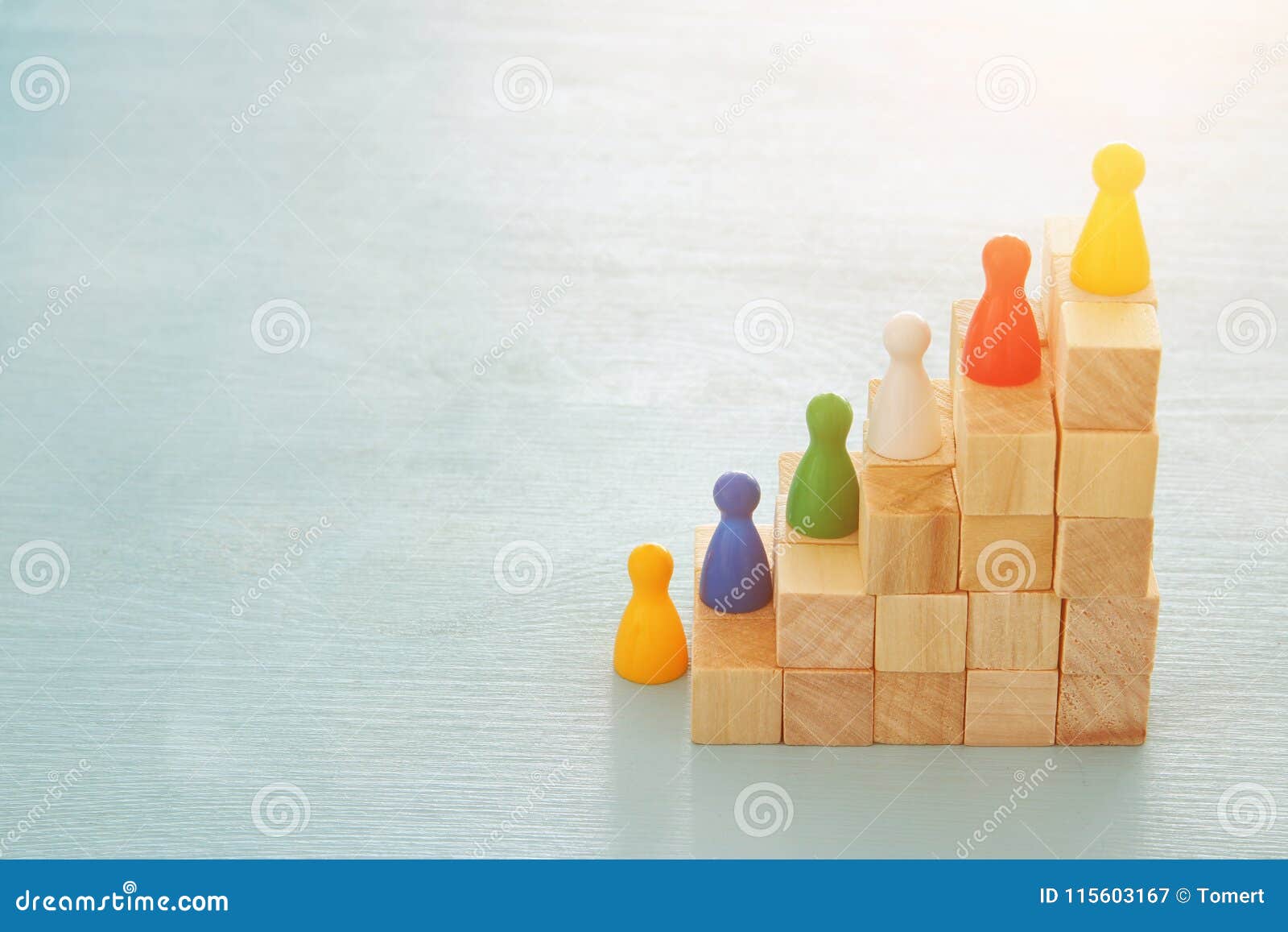 Concept Image of Wood Blocks Stacking As Chart or Ladder. Concept for ...
