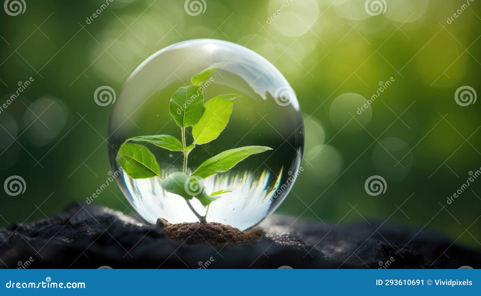 Concept Image of a Young Seedling Growing Inside a Clear Spherical Orb ...