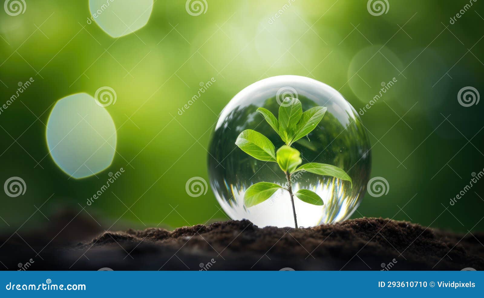 Concept Image of a Young Seedling Growing Inside a Protective Clear ...