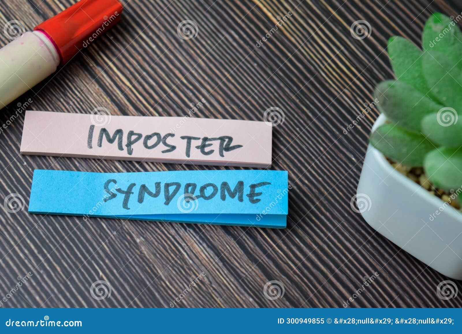 Concept of Imposter Syndrome Write on Sticky Notes Isolated on Wooden ...