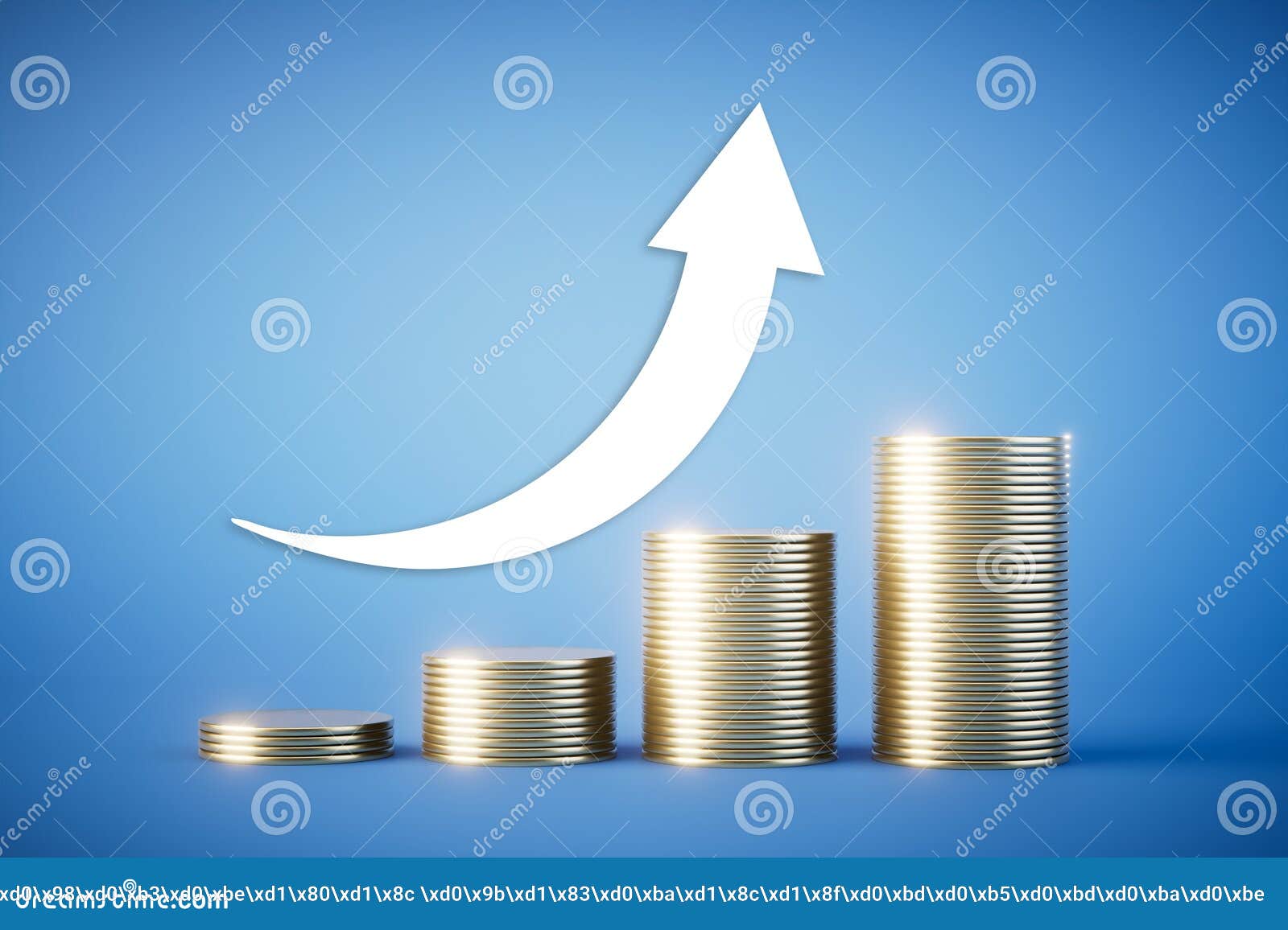 The Concept of Increasing Revenues. Growing Stacks of Coins on a Blue ...