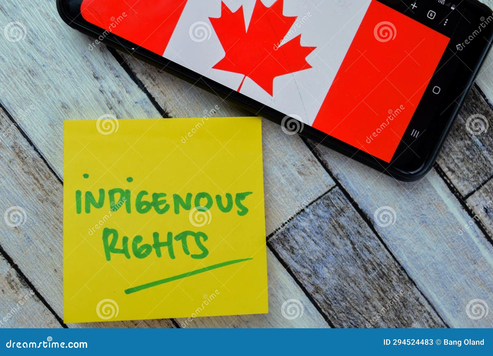 Concept of Indigenous Rights Write on Sticky Notes with Canada Flag ...