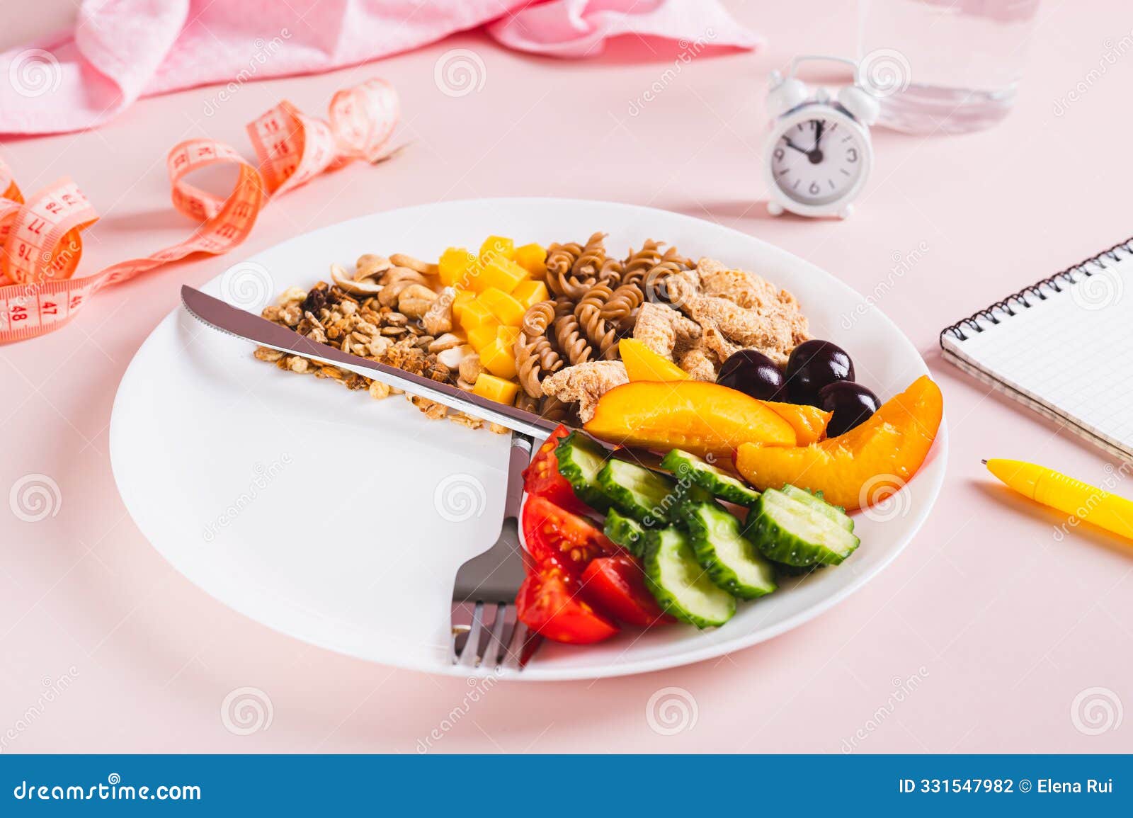Concept Individual Meal Plan by Time Food on Plate on Table Stock Photo ...