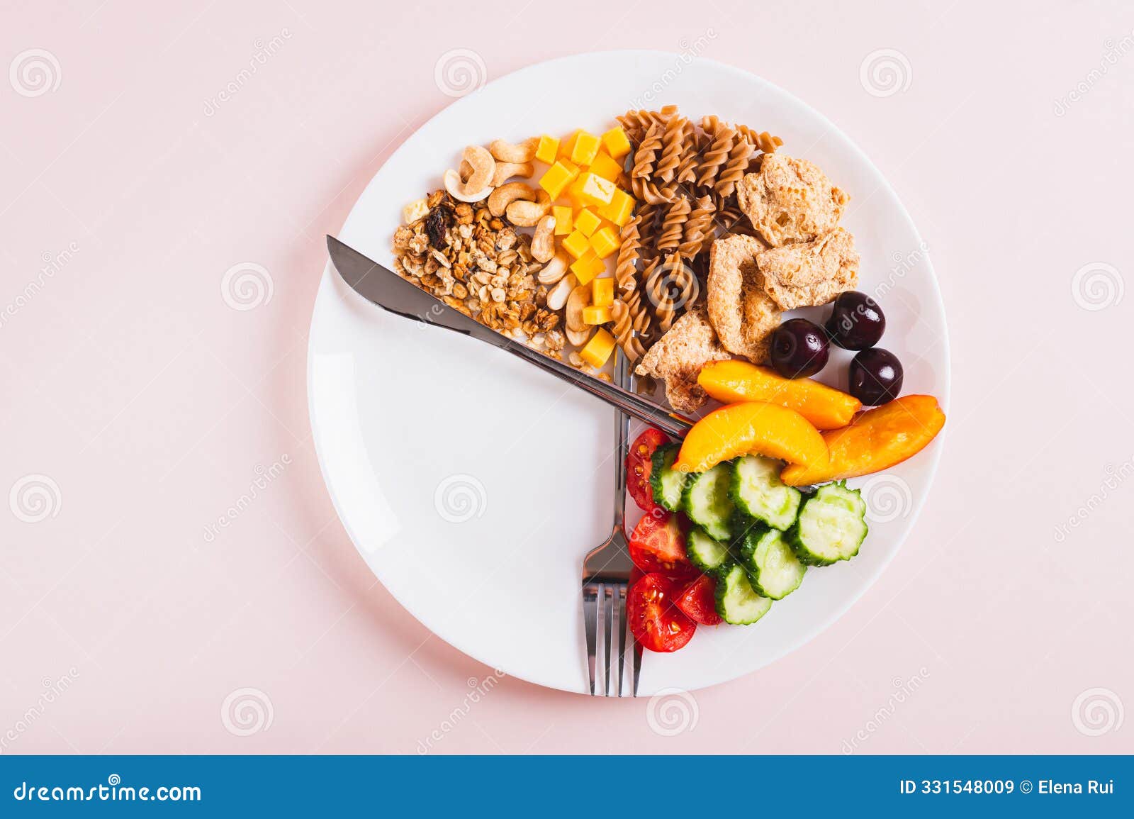 Concept Individual Meal Plan by Time Food on Plate on Table Top View ...