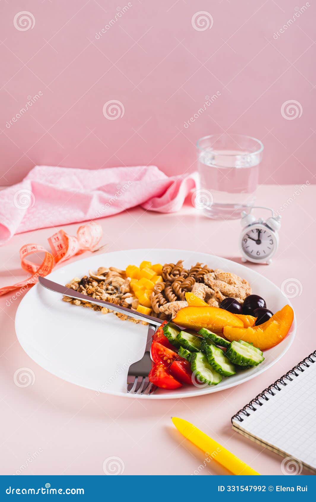 Concept Individual Meal Plan by Time Food on Plate on Table Vertical ...