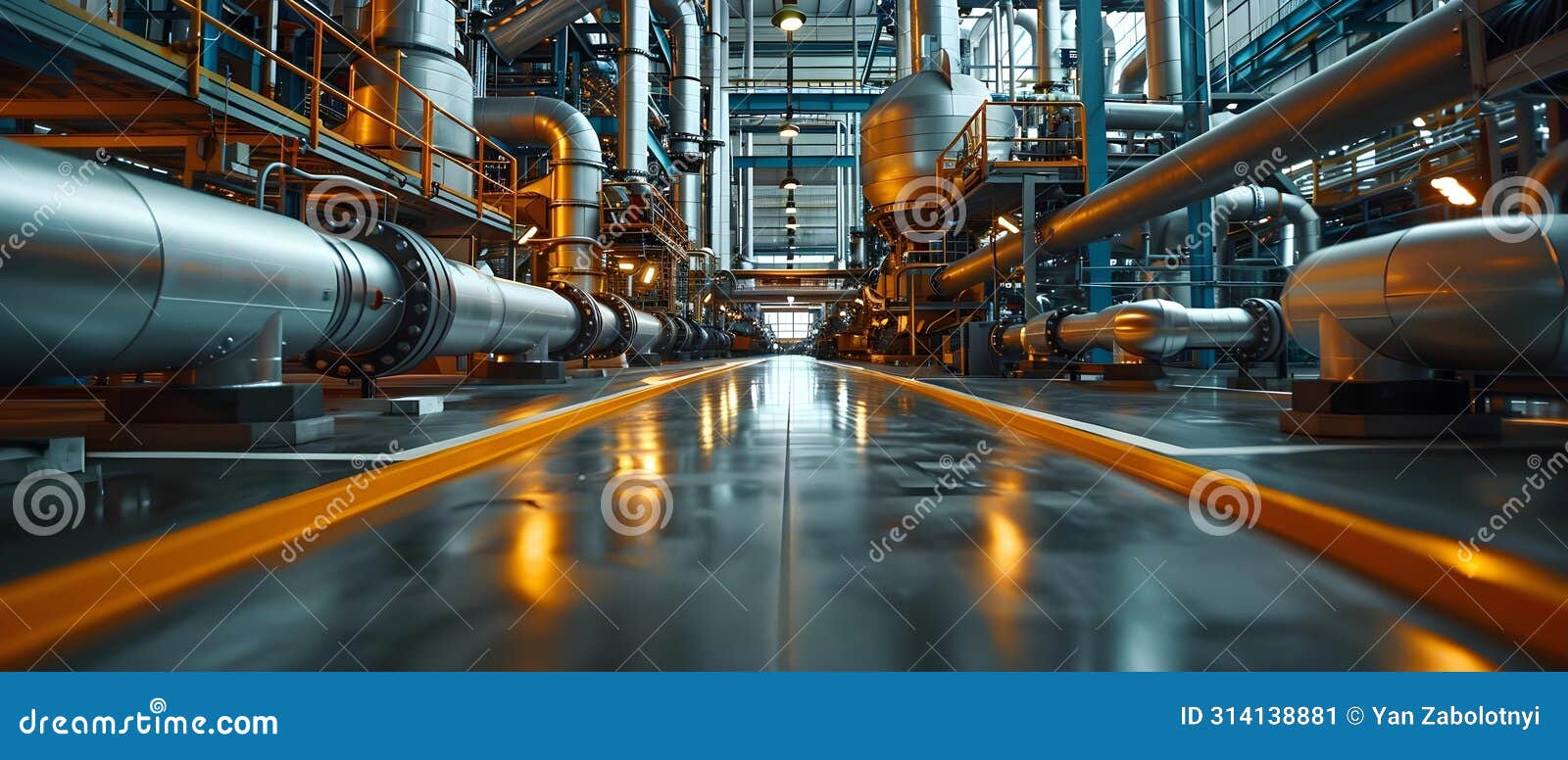 Modern Industrial Symphony: Pipes and Automation. Concept Industrial ...