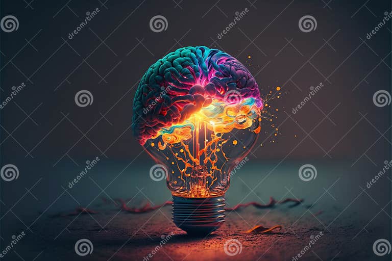 Concept of Innovation Brain Inside Lightbulb Concept Stock Illustration ...