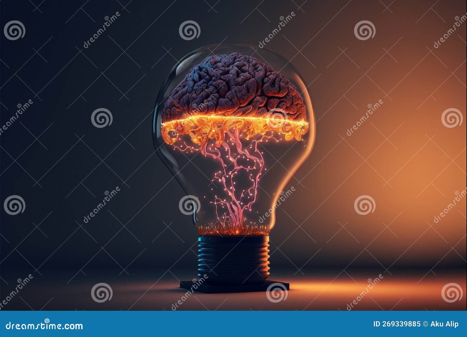 Concept of Innovation Brain Inside Lightbulb Concept Stock Illustration ...