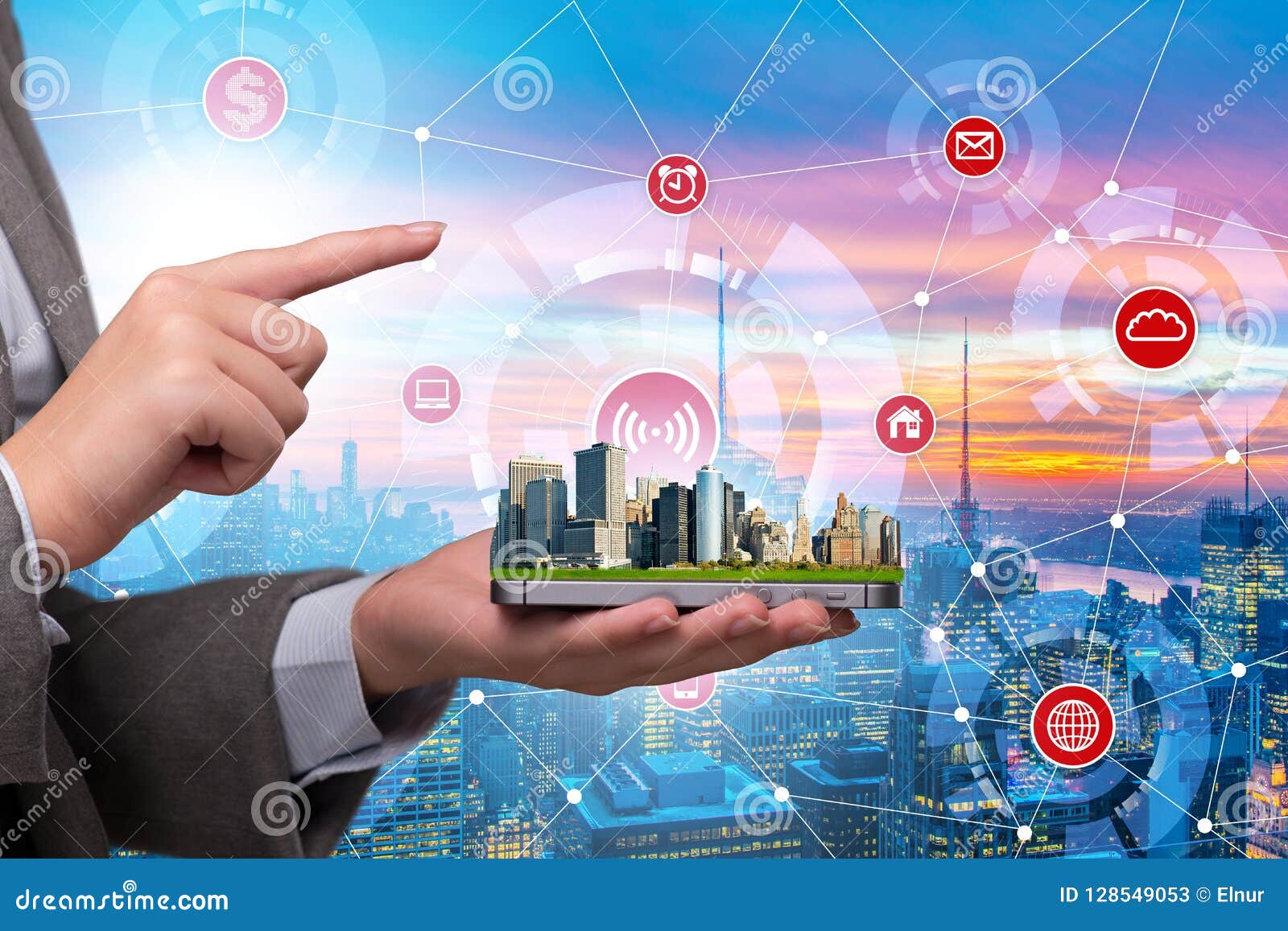 The Concept of Innovative Smart City Stock Image - Image of cloud ...