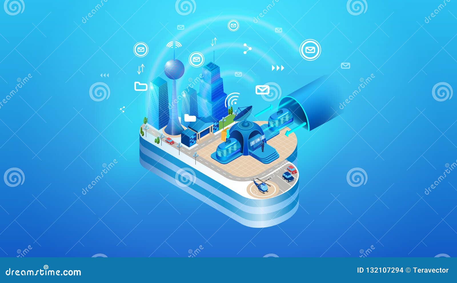The Concept of Intelligent Smart Cloud City Stock Vector - Illustration ...