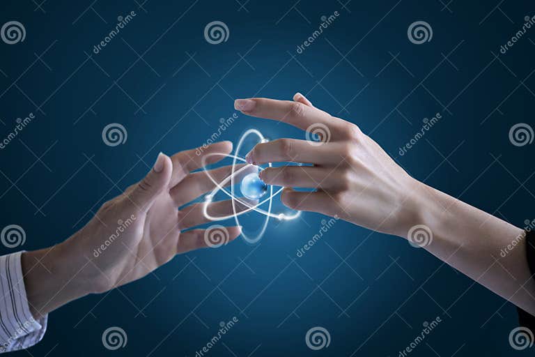 The Concept of Interaction between People and Technologies Stock Photo ...