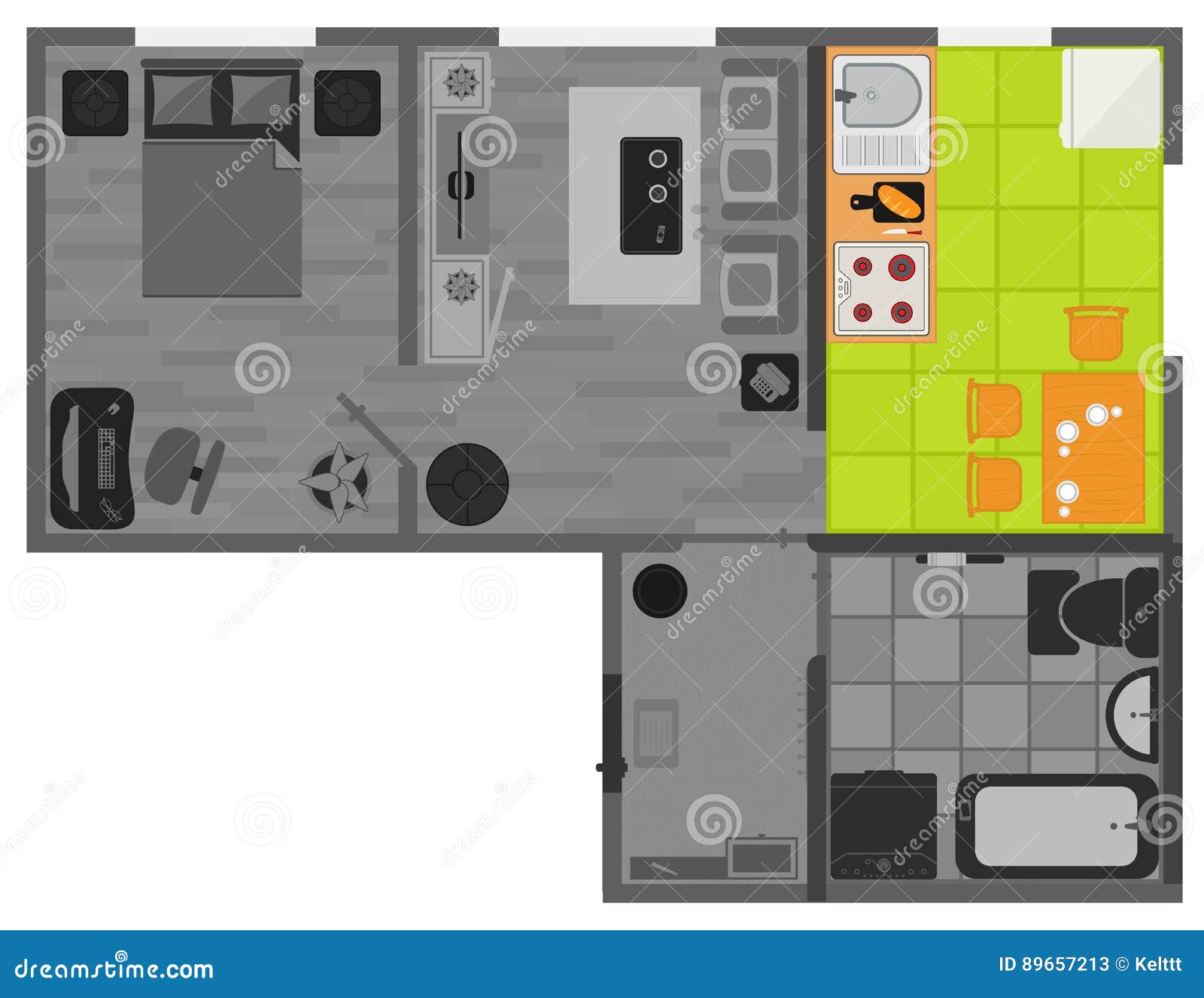 Concept Interior Flat Design on Top View Stock Vector - Illustration of ...
