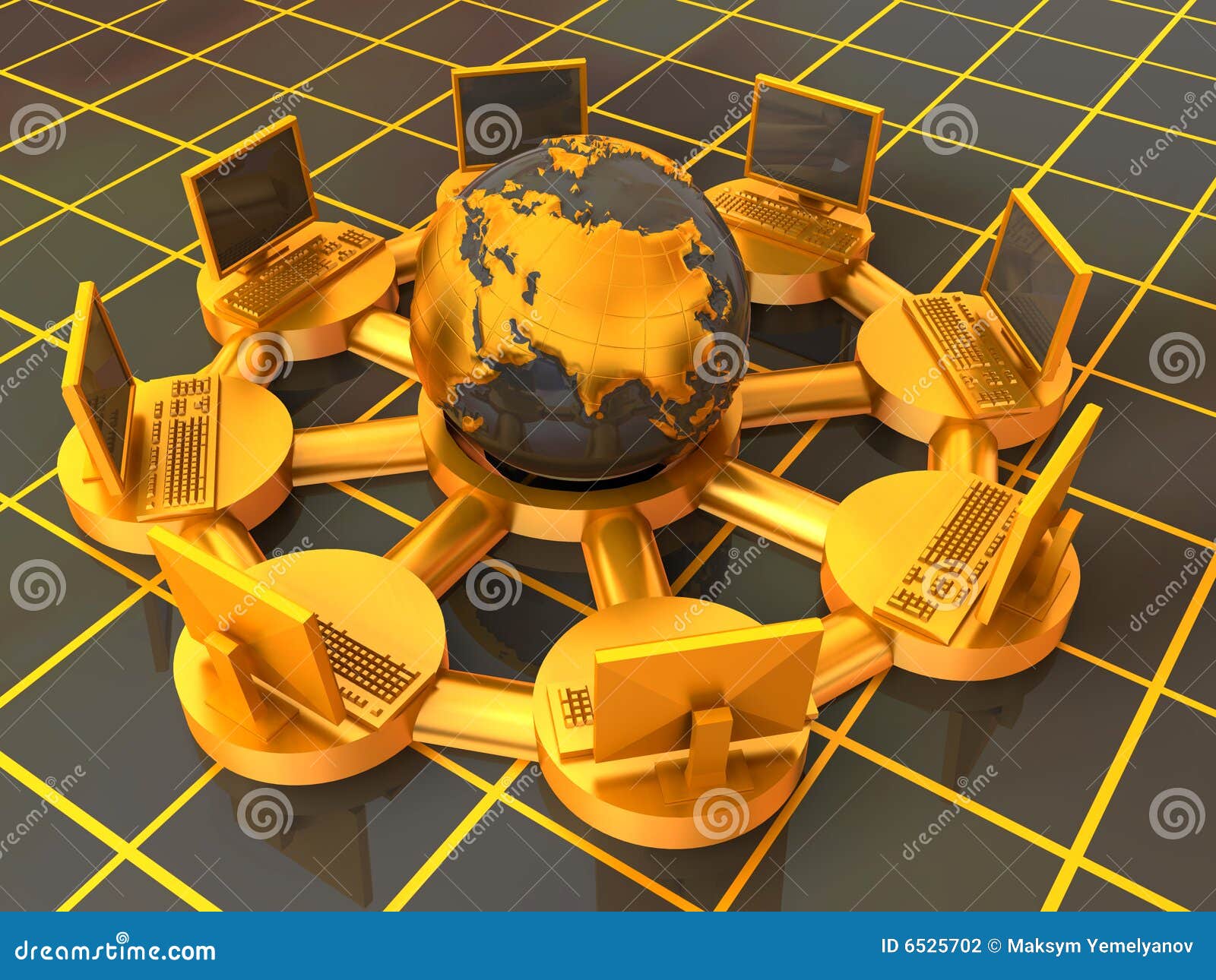 Concept of internet. 3d stock illustration. Illustration of icon - 6525702