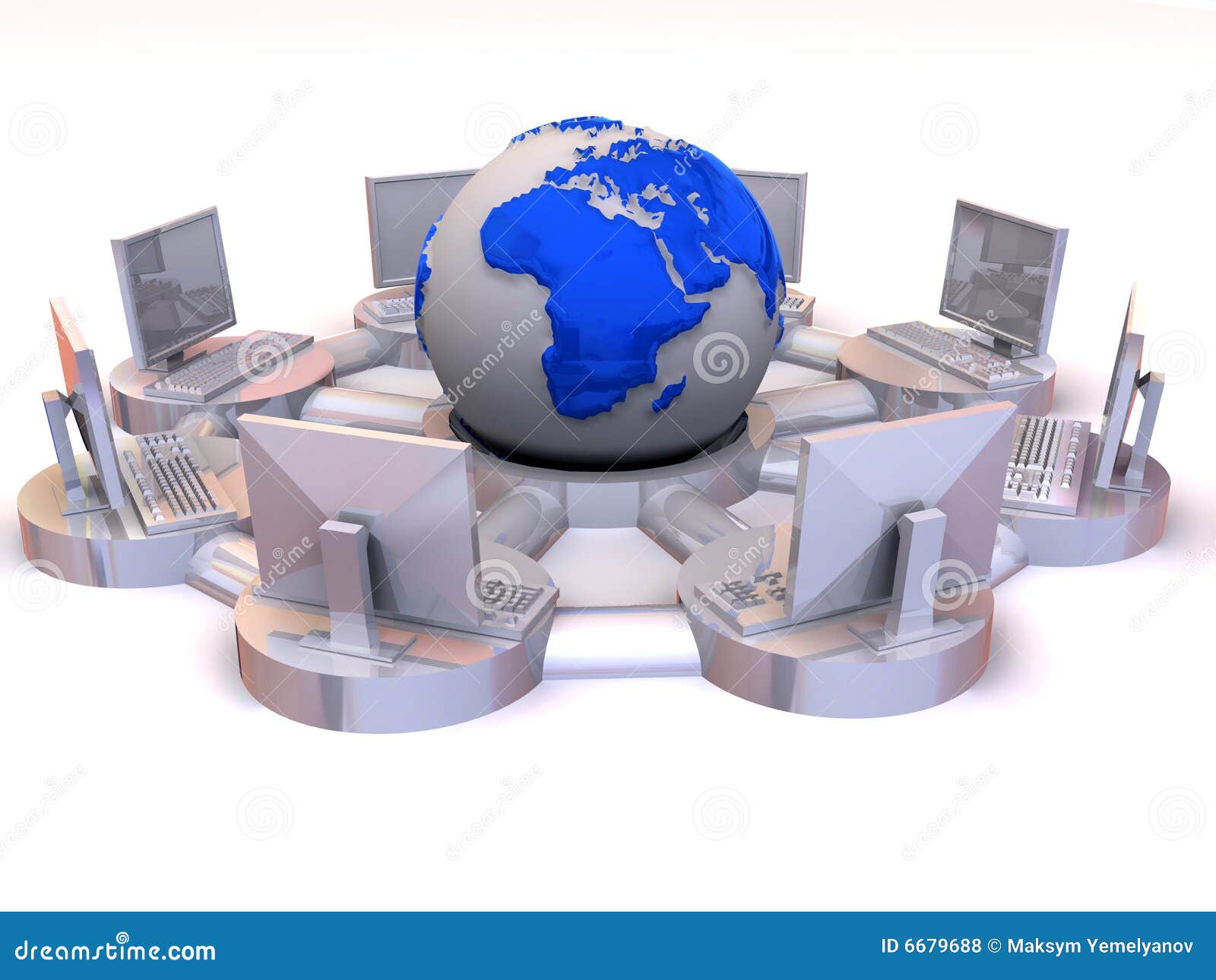 Concept of internet. 3d stock illustration. Illustration of globe - 6679688