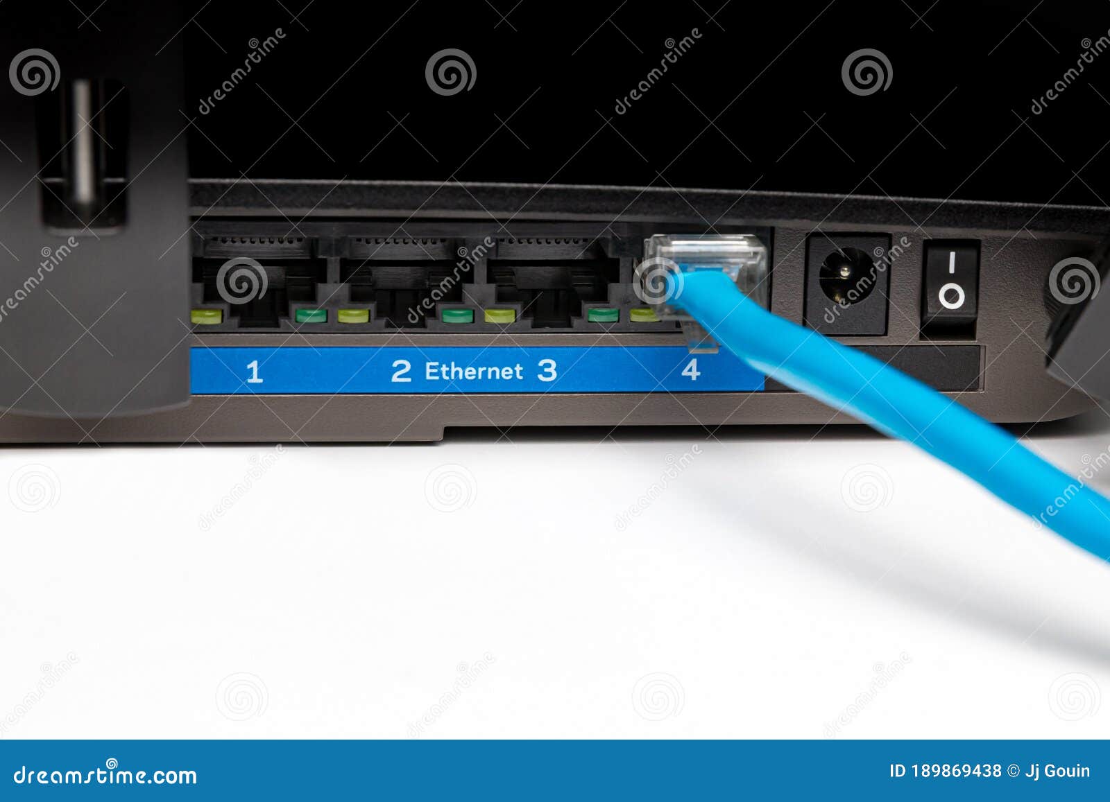 Closeup of Wireless Router Ethernet Port and Cable. Stock Photo - Image ...