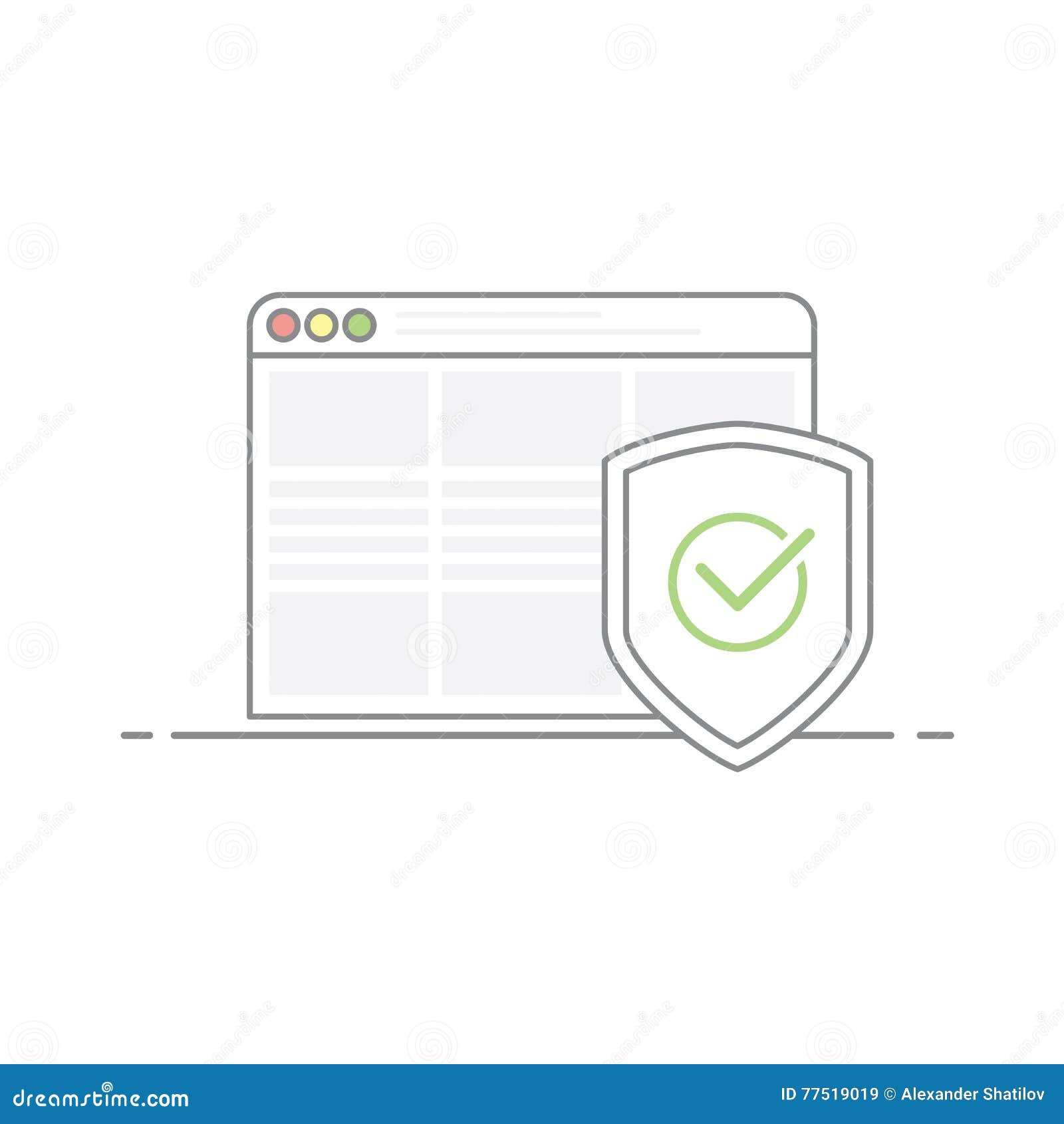 Concept of Internet Security. Shield Image with a Green Check Mark in ...