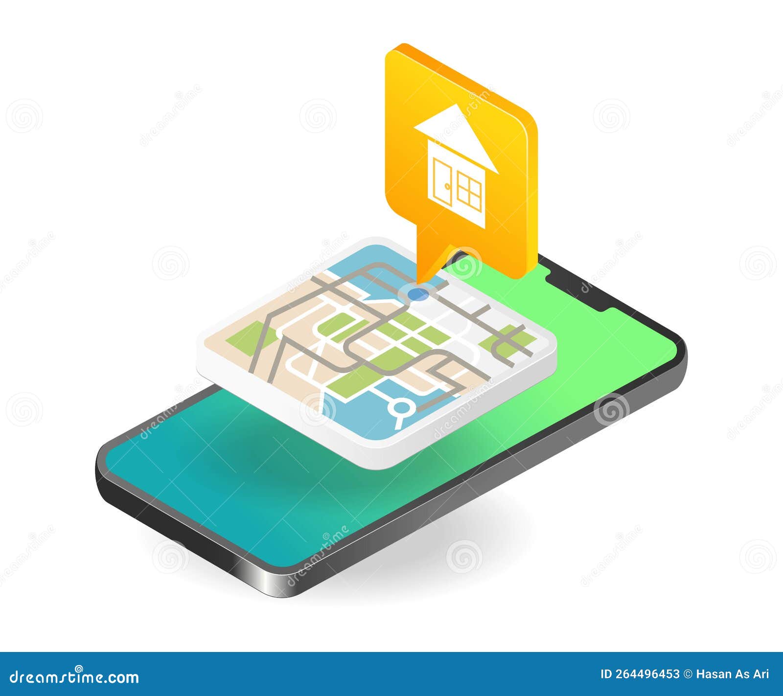 Concept Isometric Illustration of Home Location Map App Stock ...