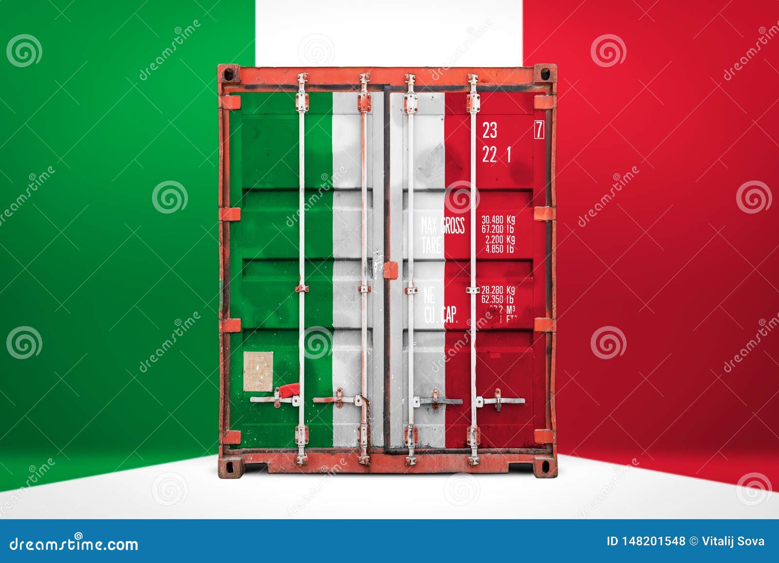 The Transporting Container with the National Flag Stock Photo - Image ...