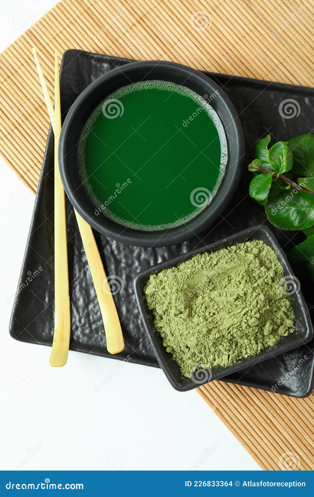 Concept of Japanese Tea with Matcha on White Background Stock Photo ...