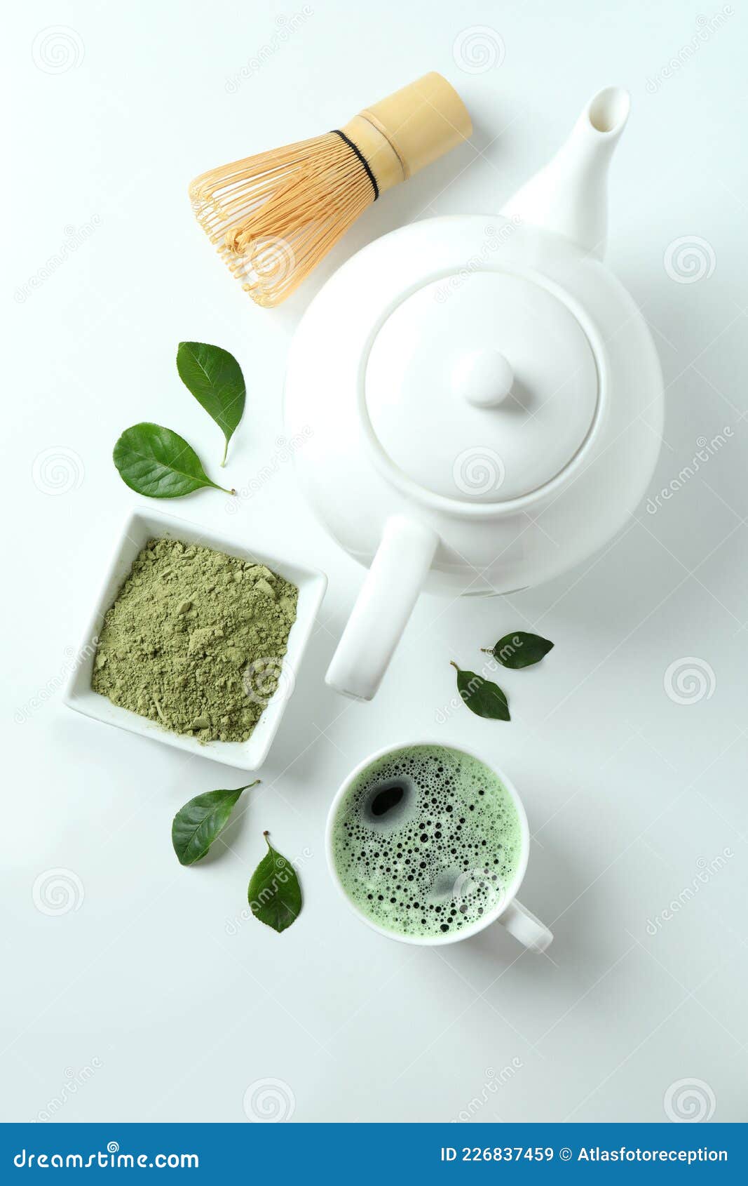 Concept of Japanese Tea with Matcha on White Background Stock Image ...