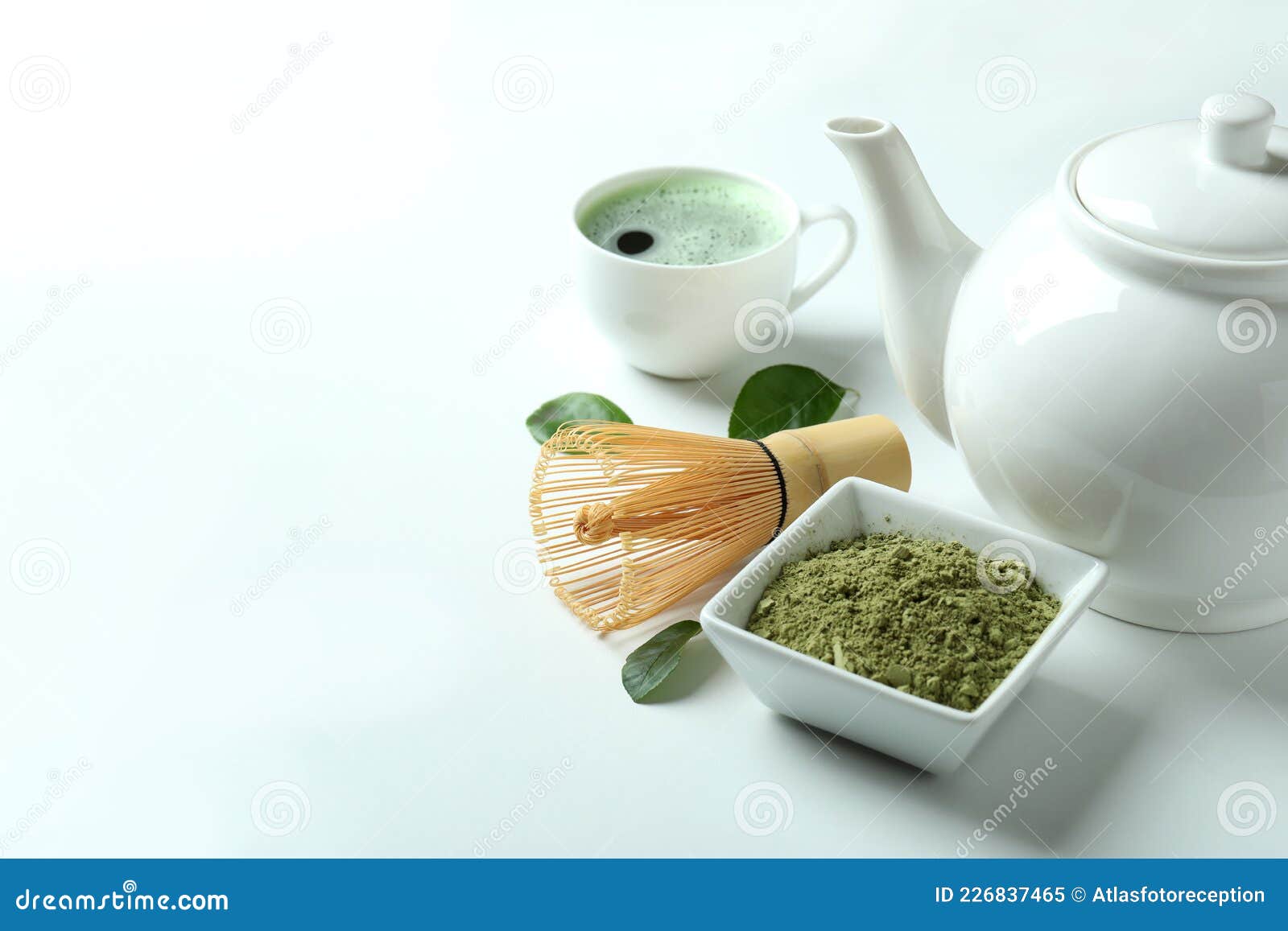 Concept of Japanese Tea with Matcha on White Background Stock Image ...
