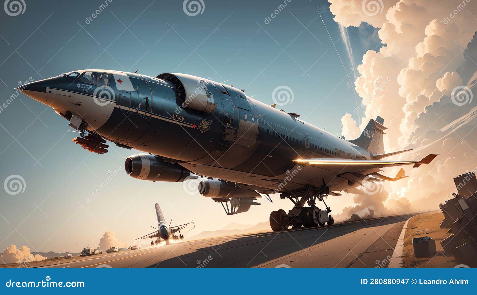 Jet Engine Takeoff.AI Generated Stock Illustration - Illustration of ...