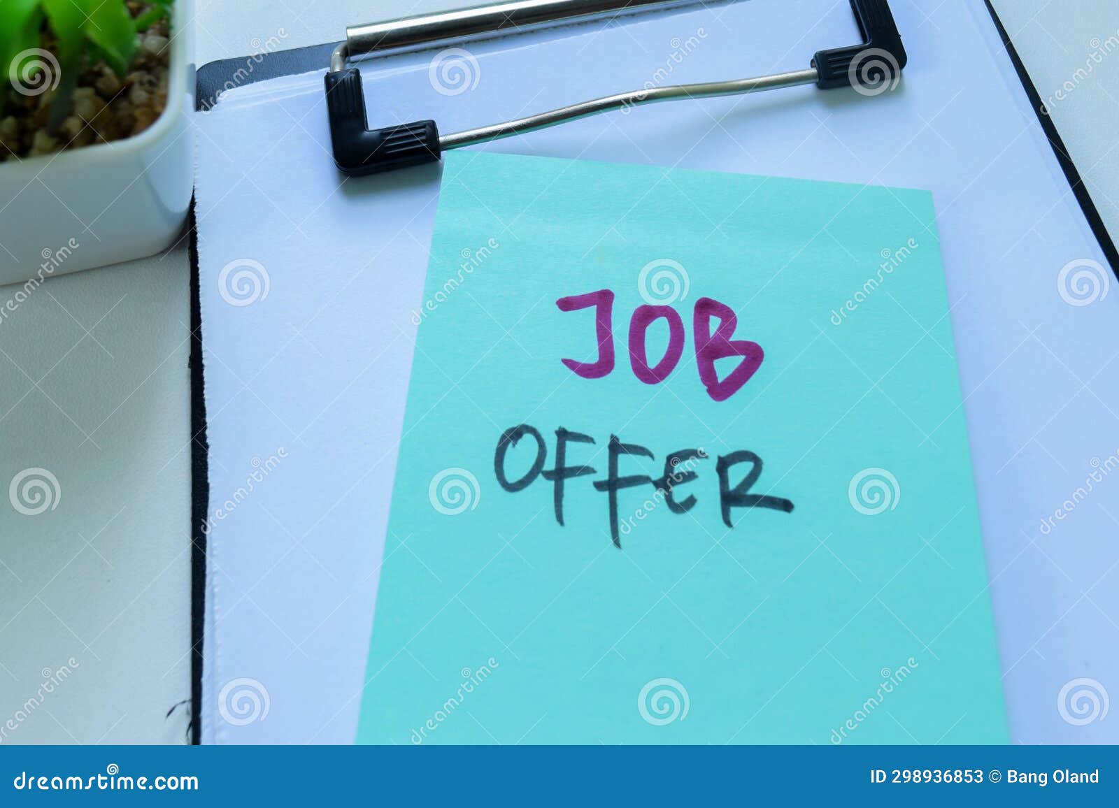 Concept of Job Offer Write on Sticky Notes Isolated on White Background ...