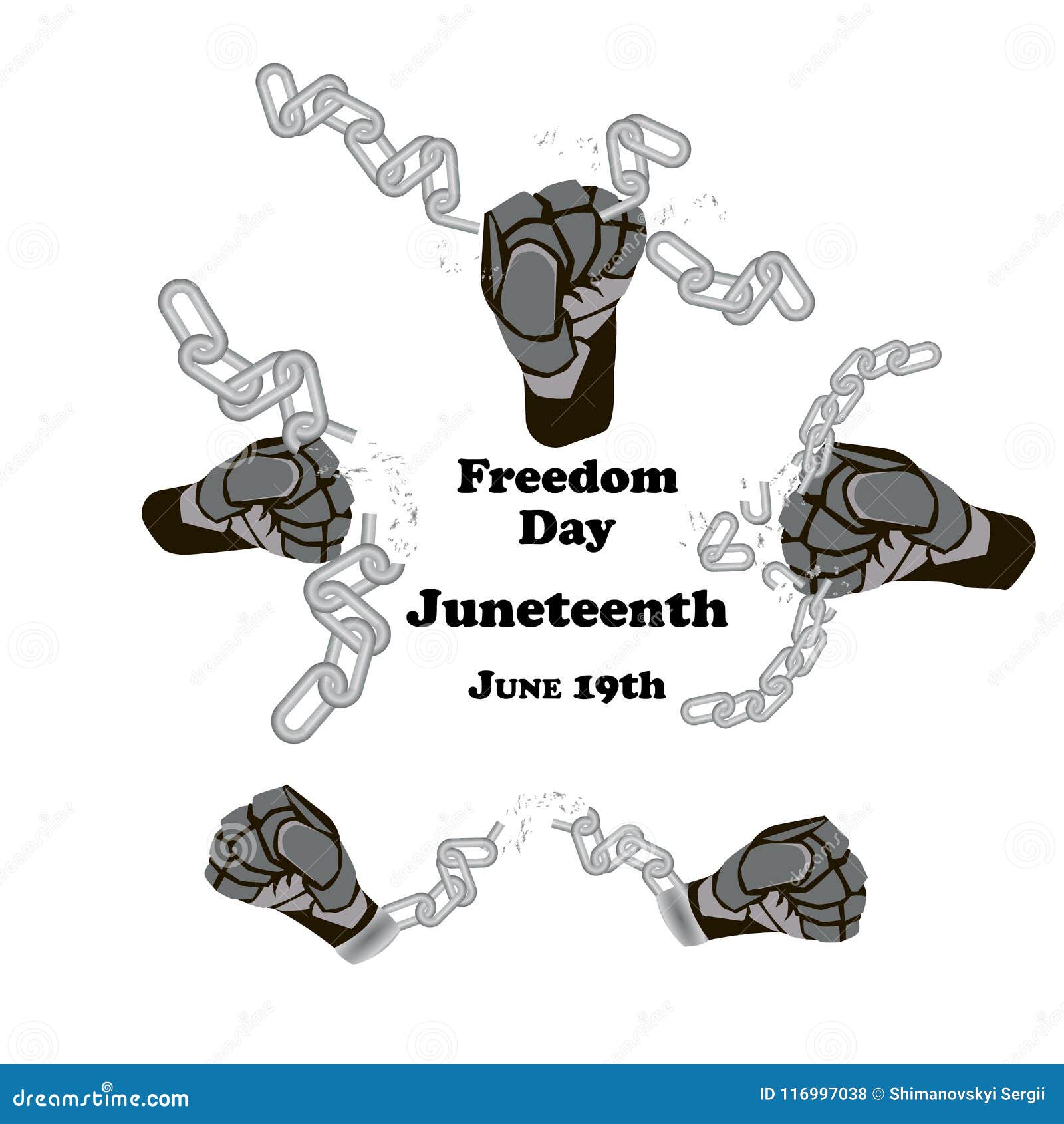 Concept on Juneteenth, Freedom Day. Hands with Broken Chain Stock Vector - Illustration of color ...