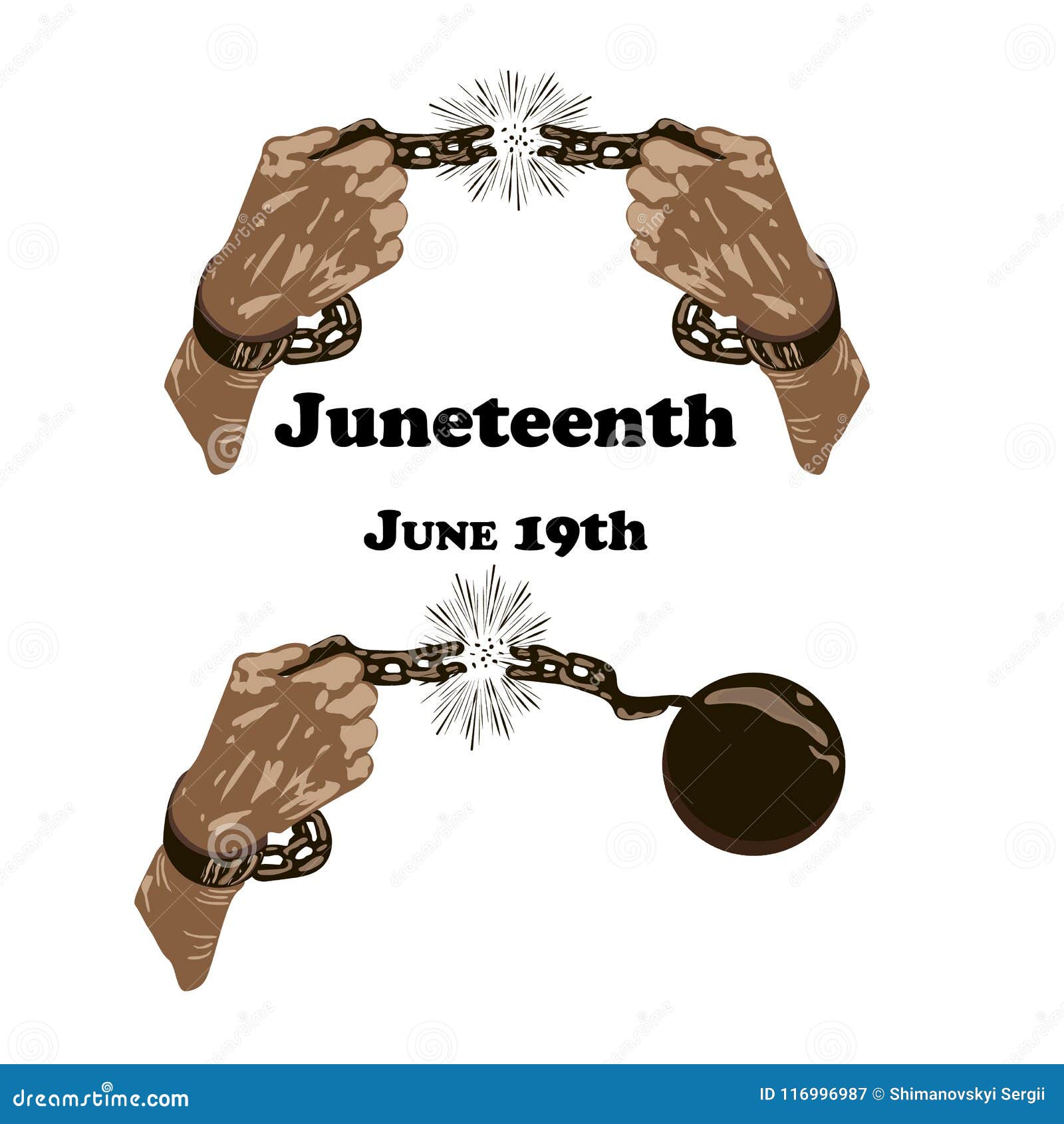 Concept on Juneteenth, Freedom Day. Hands with Broken Chain Stock ...