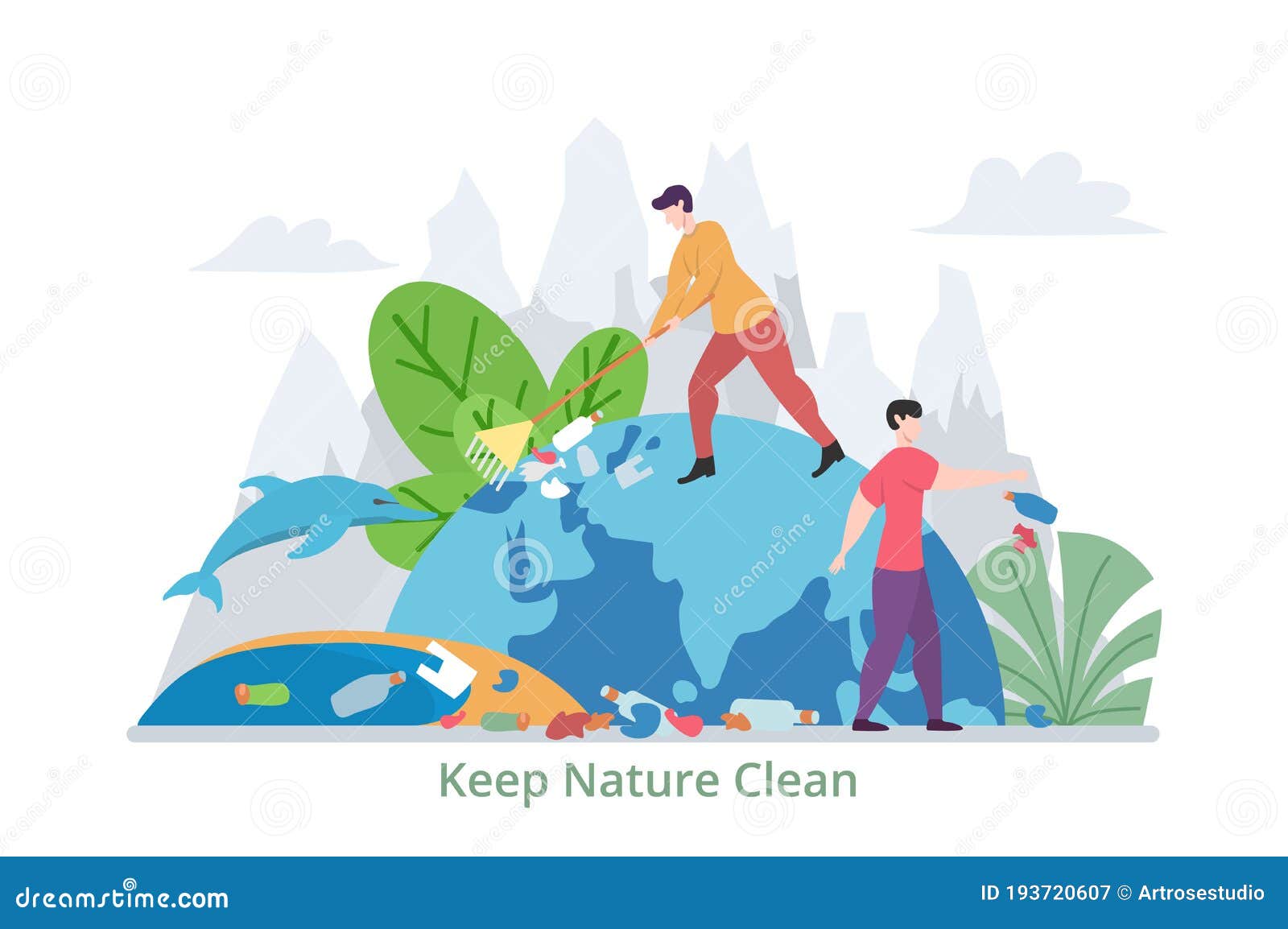Concept of Keep Nature Clean, Flat Design Vector Illustration Stock ...