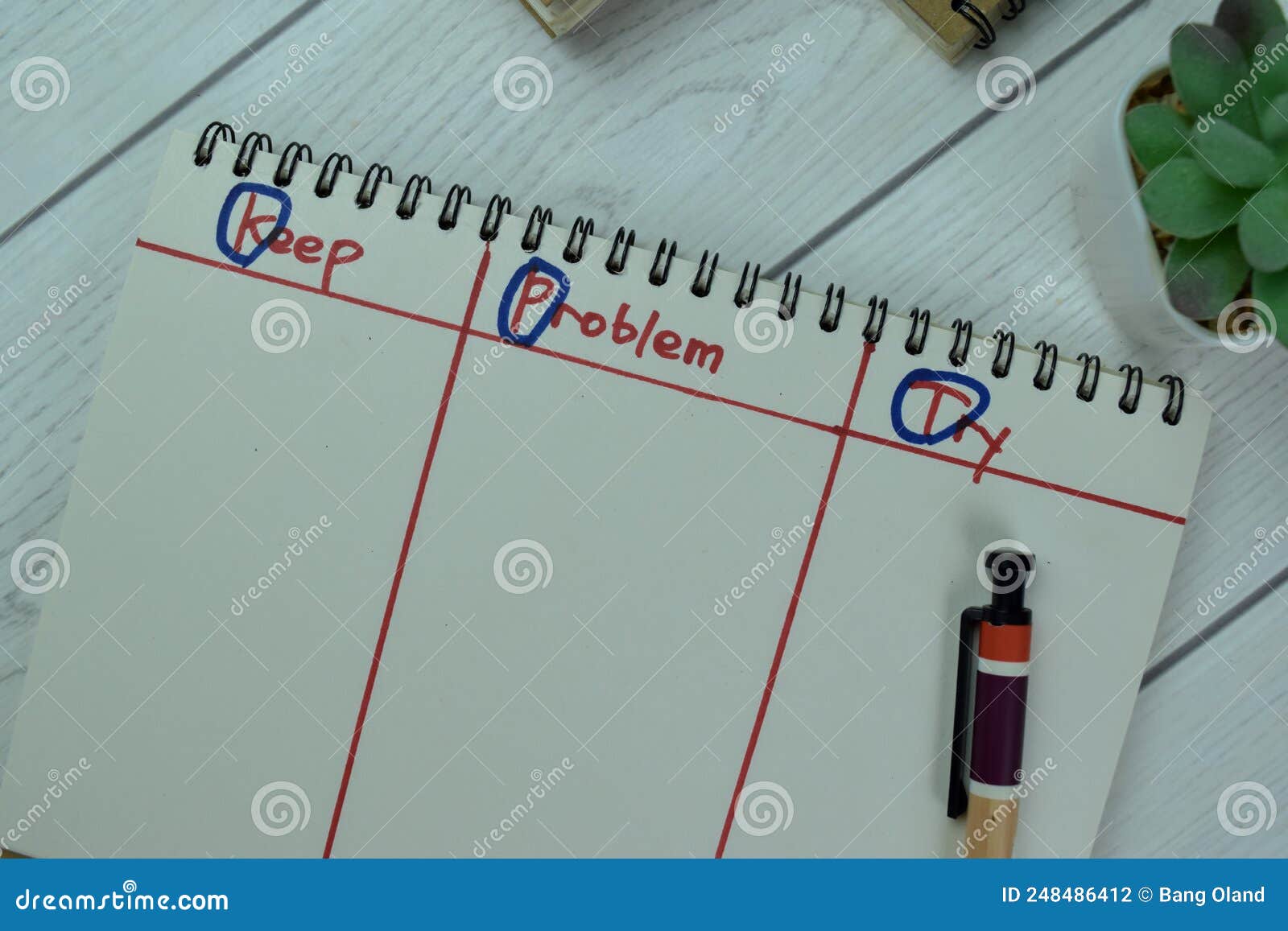 Concept of Keep Problem Try KPT Write on a Book Isolated on Wooden ...