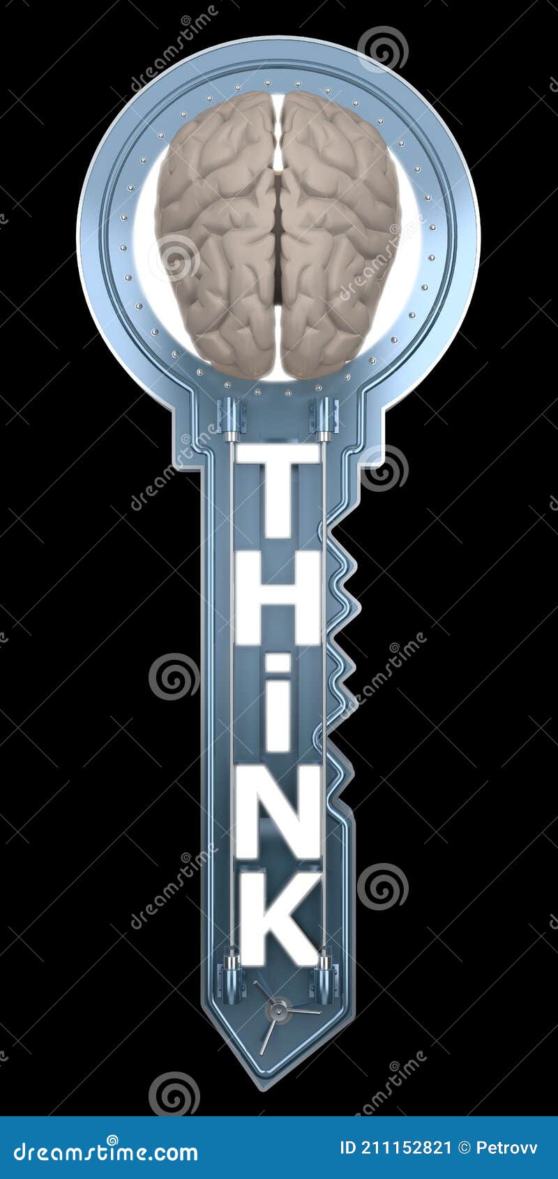 Concept Key Mechanism with Text Think and Brain Stock Illustration ...