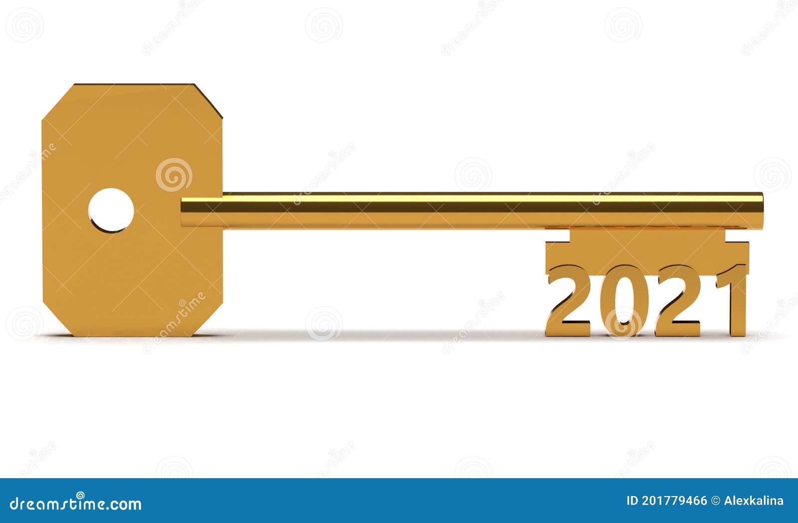 Concept Key with New Year 2021 Isolated on White Stock Illustration ...