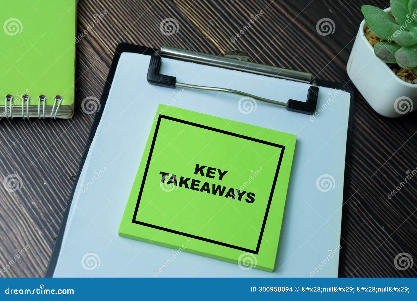 Concept of Key Takeaways Write on Sticky Notes Isolated on Wooden Table ...