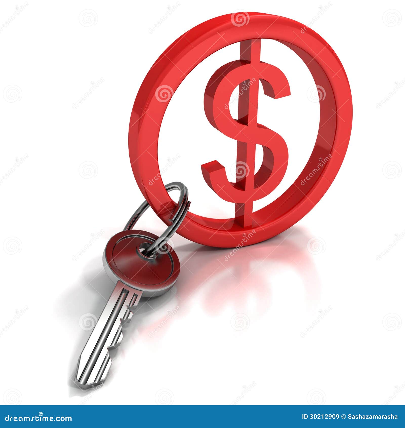Concept Key To Money with Red Dollar Sign Stock Illustration ...