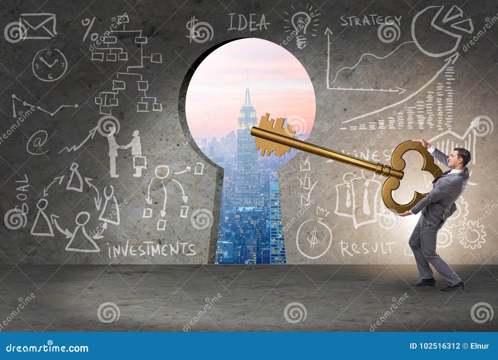 The Concept with Key To Success Illustration Stock Photo - Image of ...