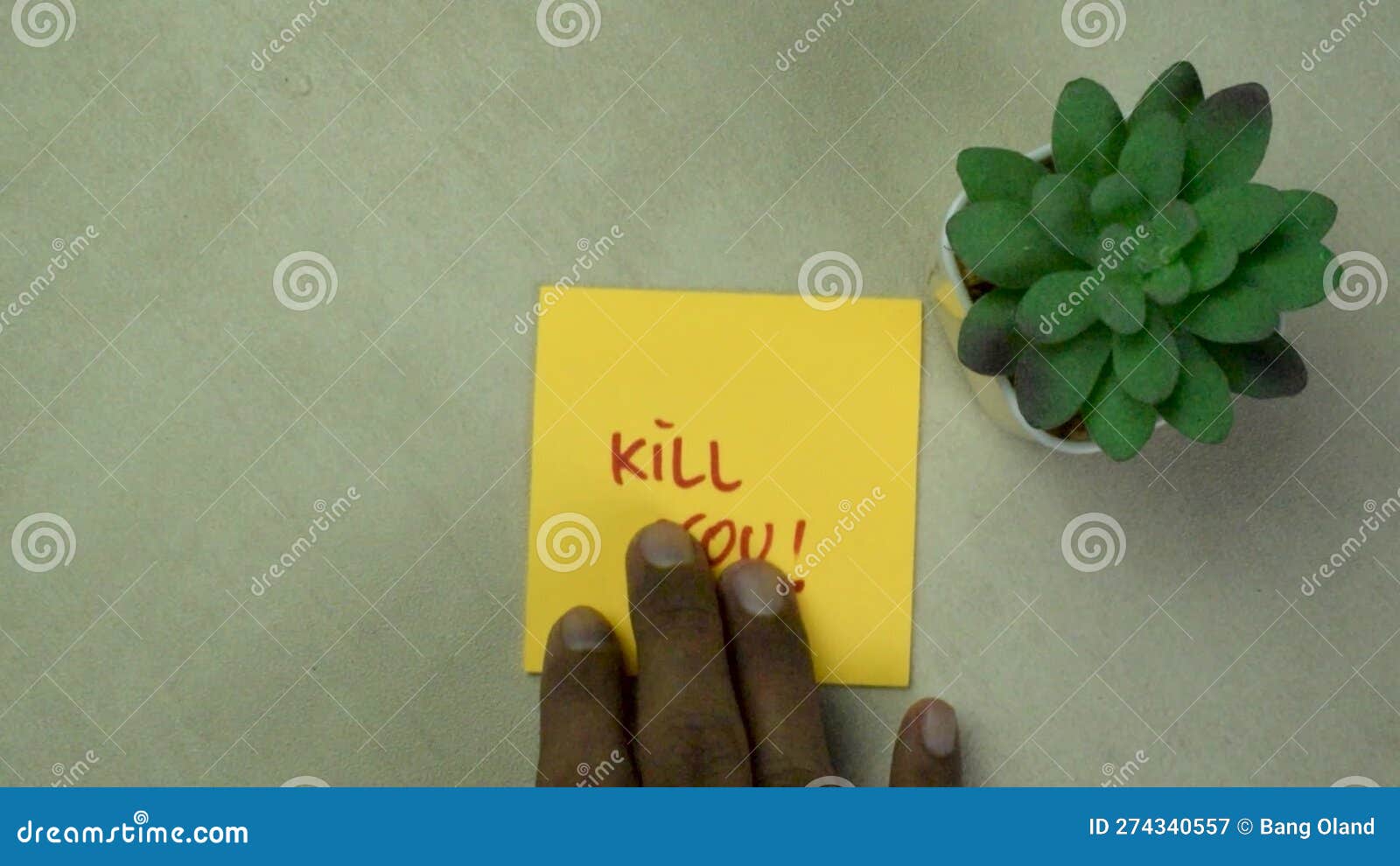 Concept of Kill You! Write on Sticky Notes Isolated on Wooden Table ...