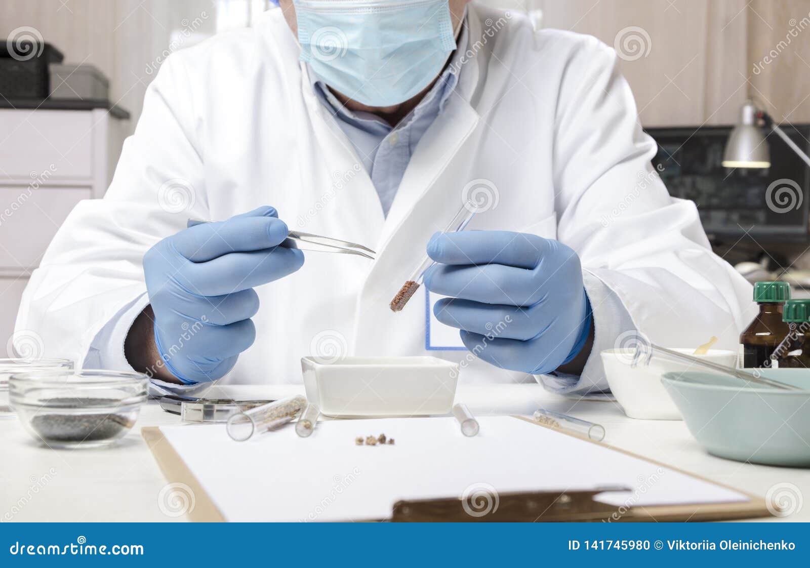 Professional Scientist Checking Two Types of Seeds at the Laboratory ...