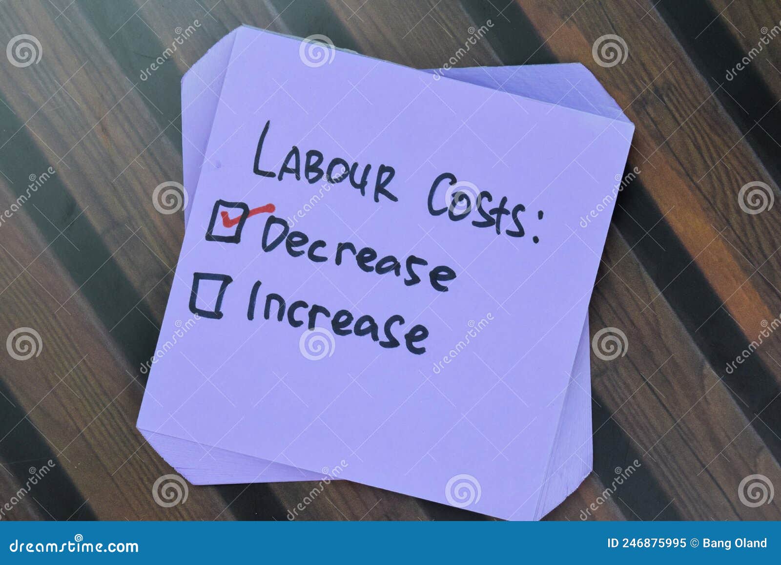 Concept of Labour Costs. Decrease or Increase Write on Sticky Notes ...